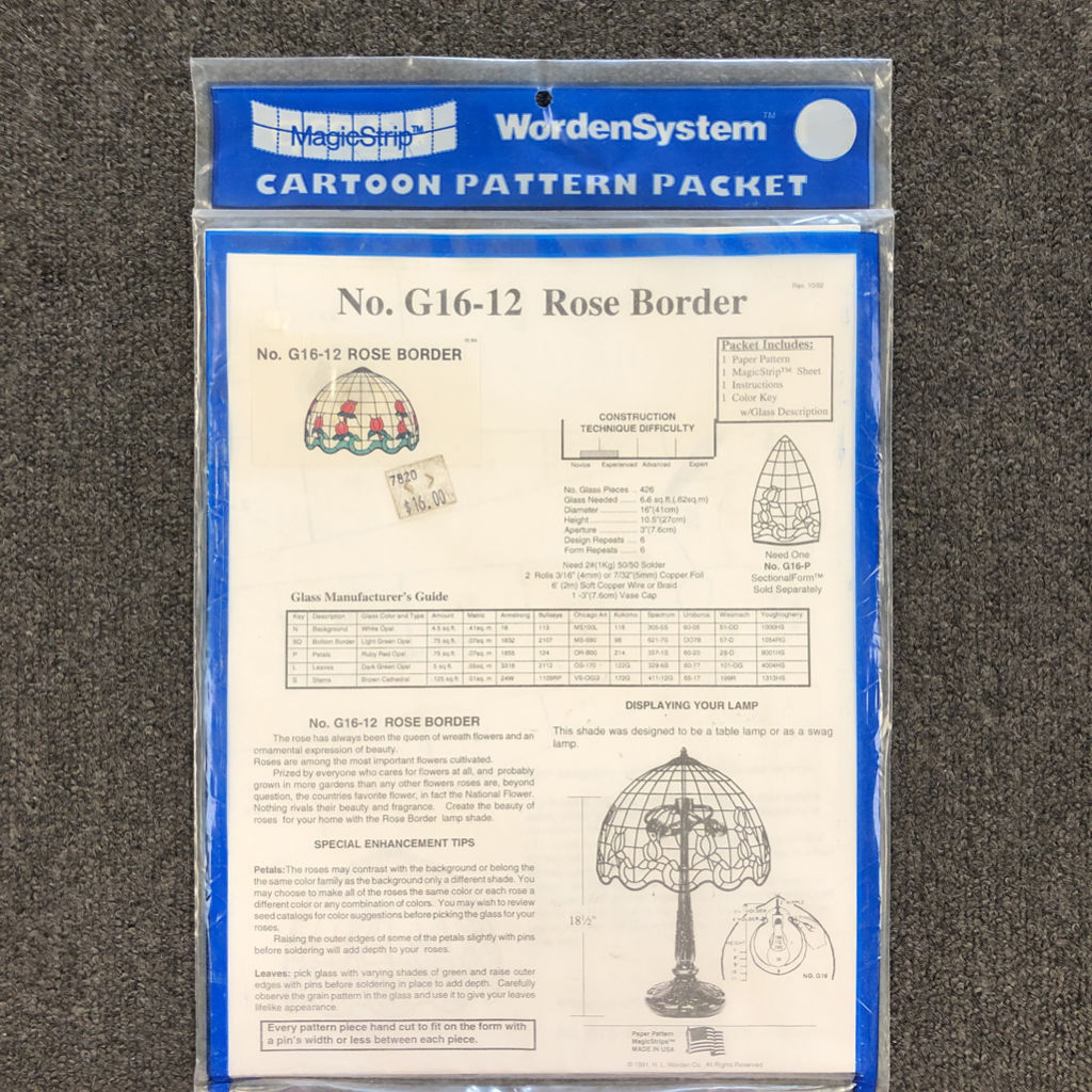 Worden G16-12 Rose Border Lamp Pattern | Glass House Store