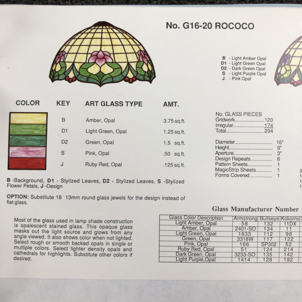Worden G16-20 Rococo Lamp Pattern | Glass House Store